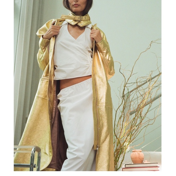 Saks Potts | Jackets & Coats | Saks Potts Miami Coat Metallic Gold ...